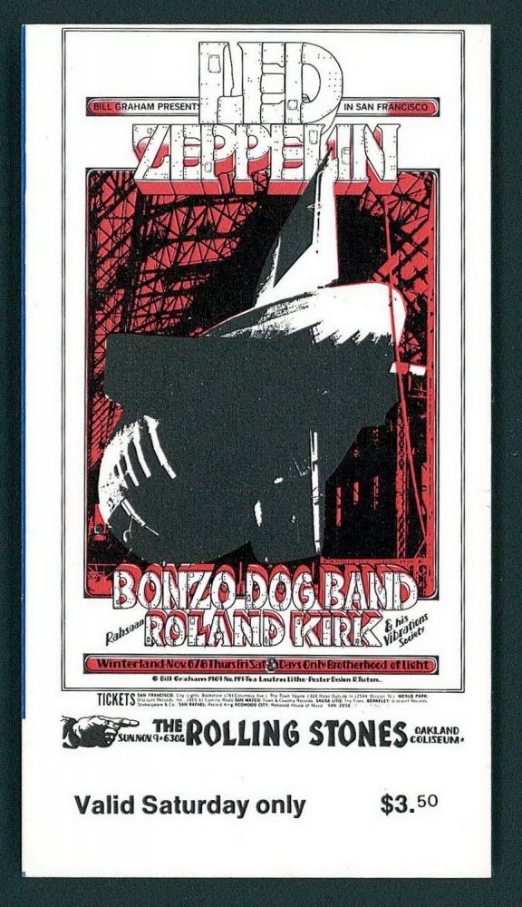 Led Zeppelin & The Rolling Stones Authentic Original 1969 Winterland ...