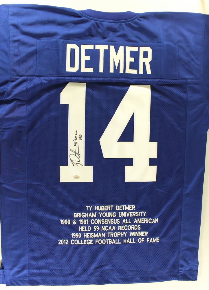 Ty Detmer Signed BYU Stat Jersey Inscribed "Heisman 90" (GTSM)