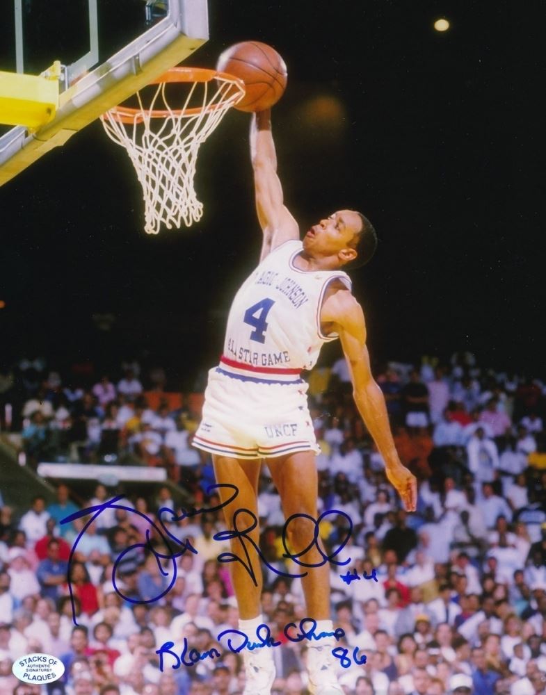 Spud Webb Signed Hawks 8x10 Photo Inscribed "Slam Dunk Champ 86" (SOP COA)