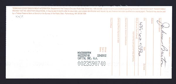 U.S. Savings Bond, Series EE "Patriot Bond", 2002 Bond.