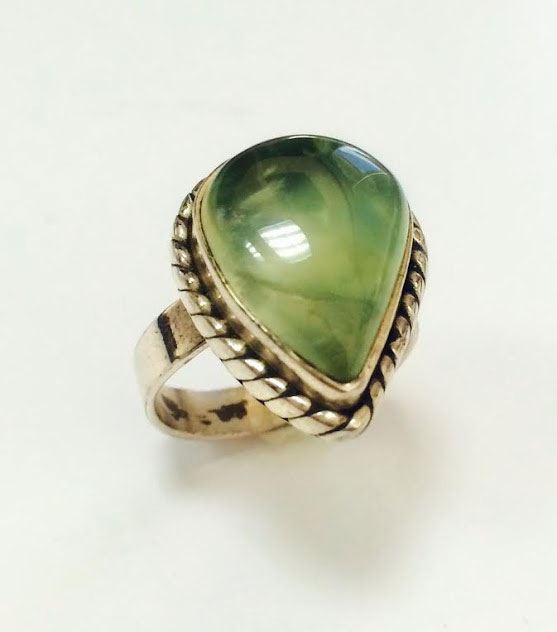 Sterling Silver .925 Lime Green Gem Stone Ring
