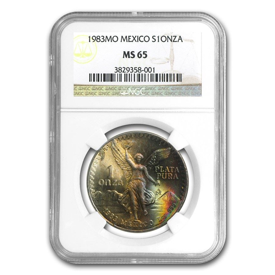 1983 Mexico 1 oz Silver Libertad MS-65 NGC (Toned)