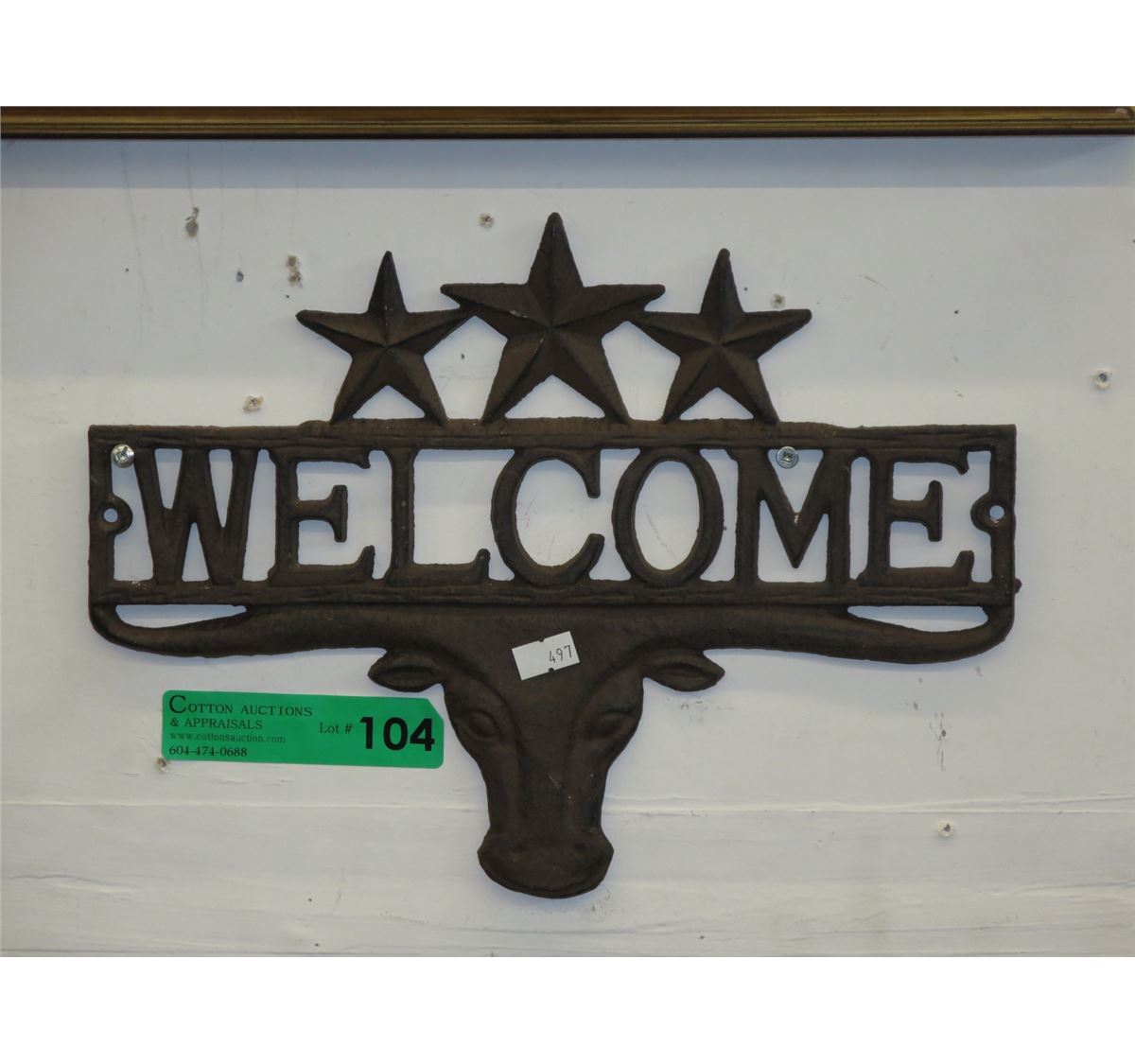 Cast iron longhorn Welcome sign