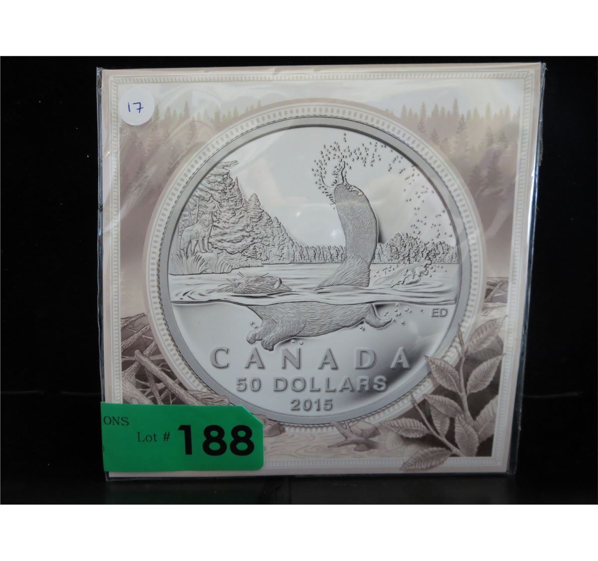 2015 Beaver Design Canada $50.00 Silver Coin