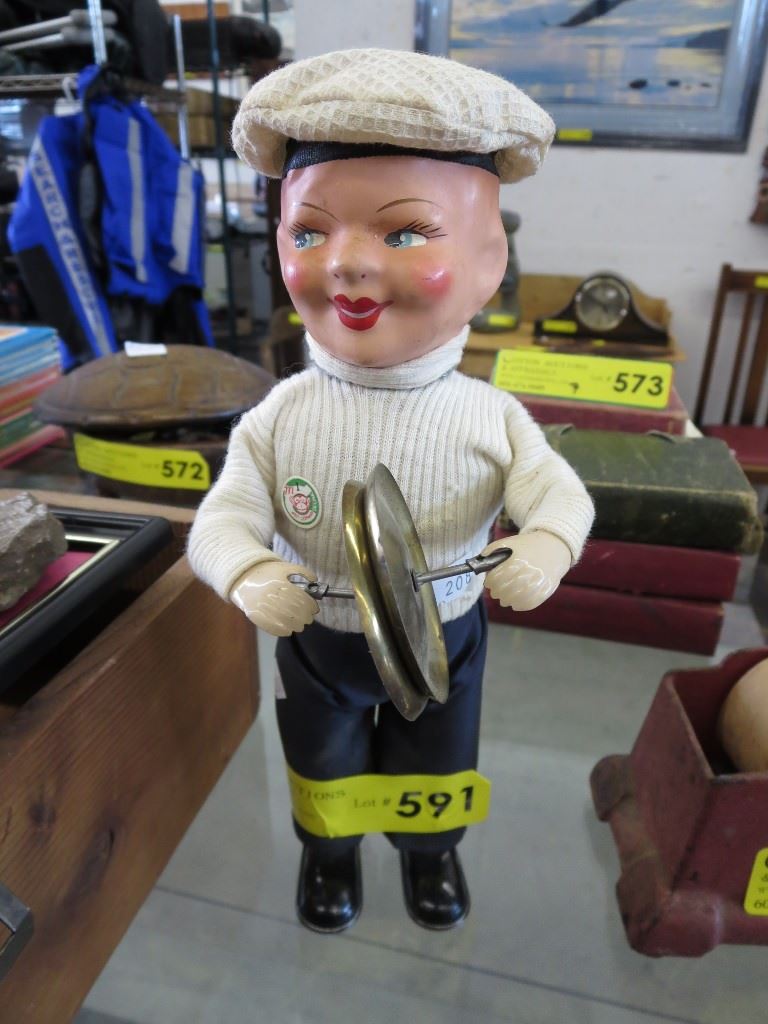 Vintage key wound clapping sailor doll