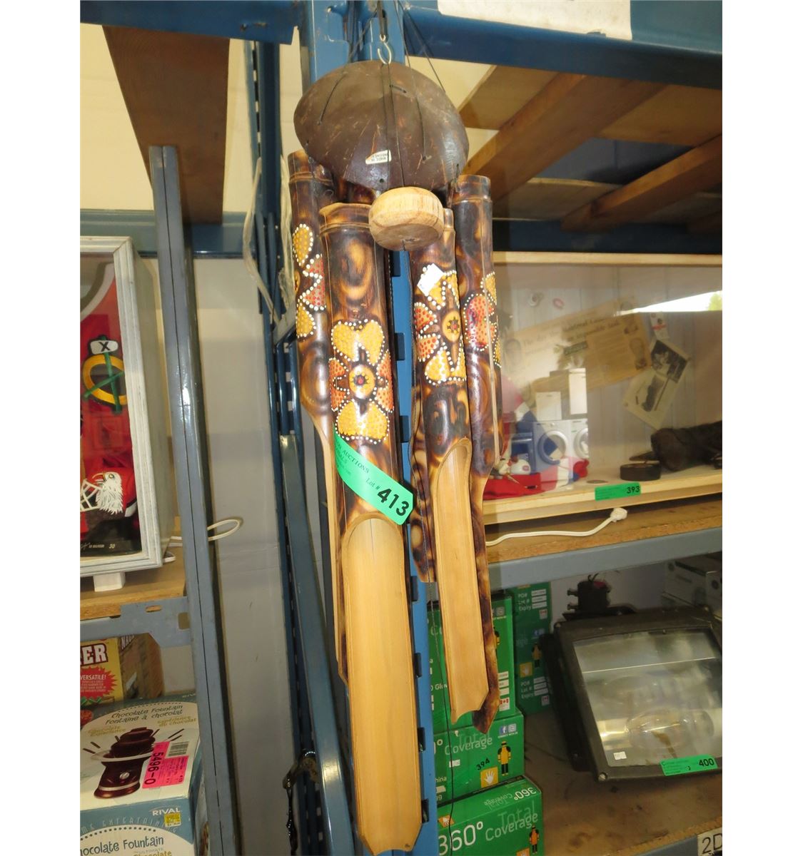 Wood wind chime - aboriginal design.