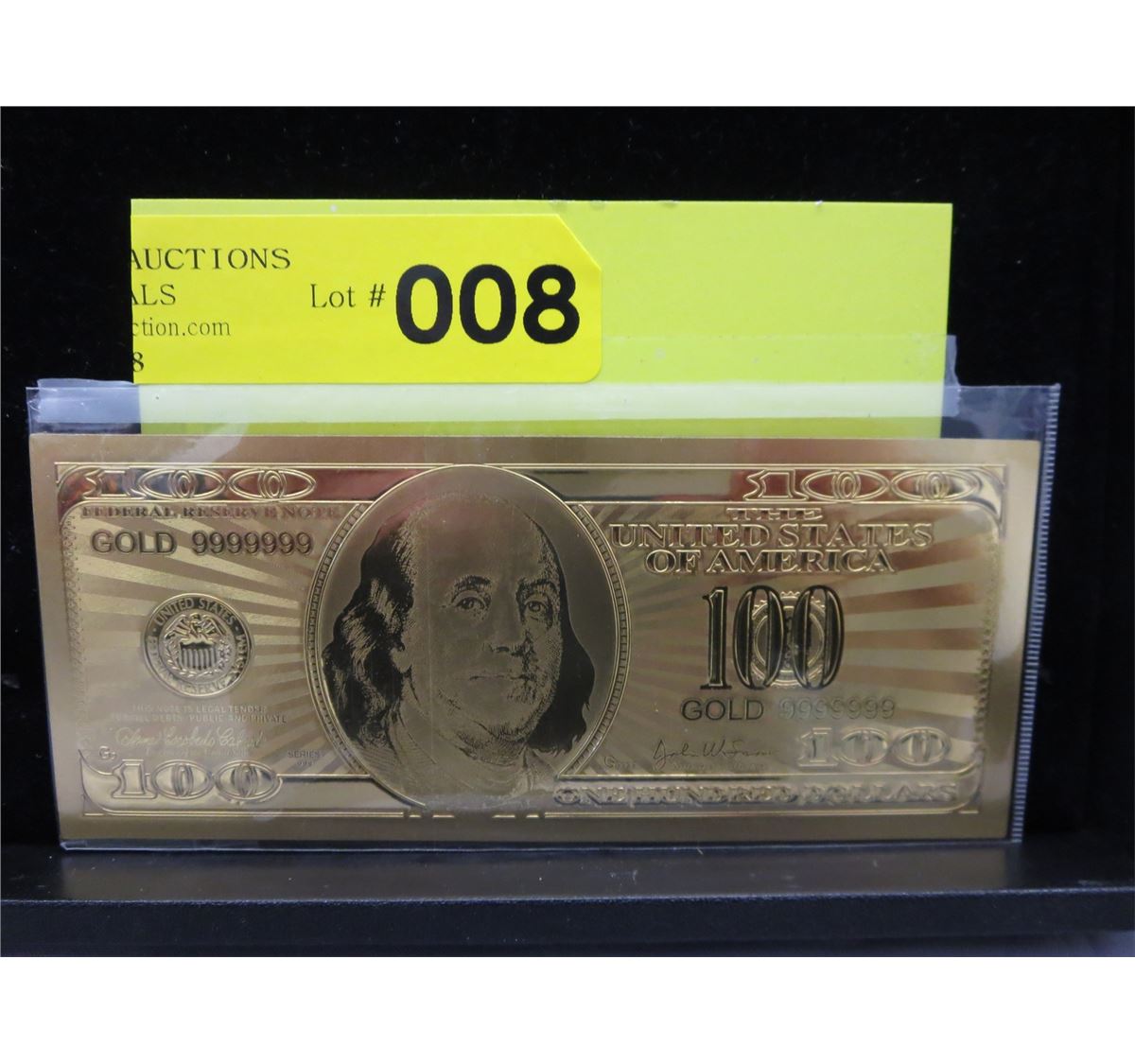 .9999 Gold foil American $100 note