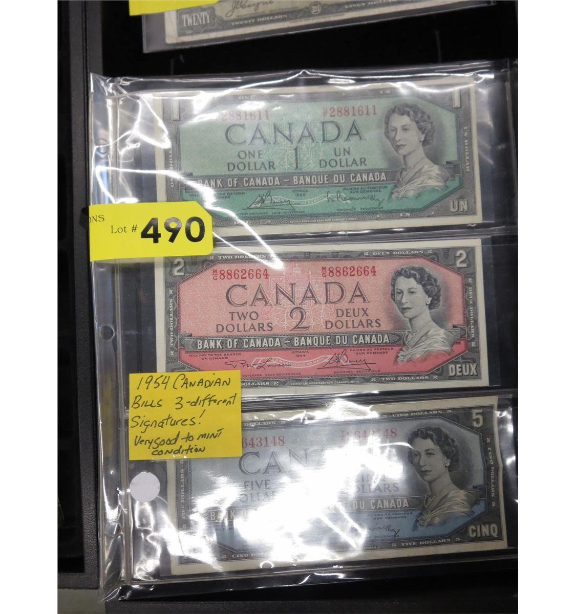1954 Canadian banknotes -3 different signatures