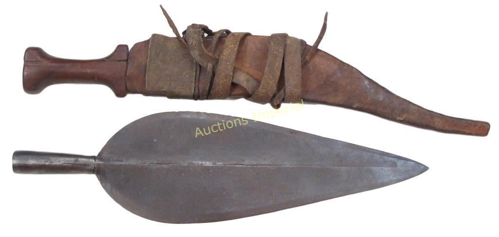 A DANAKIL JILE DAGGER AND A SUDANESE SPEARHEAD