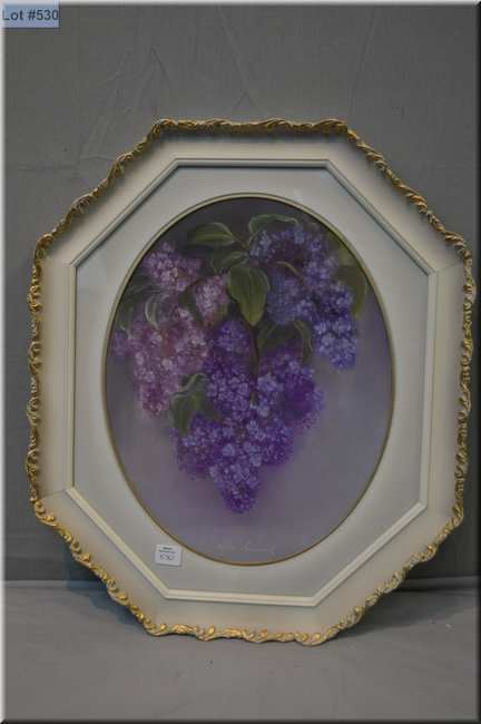 Framed original pastel on paper painting of lilacs by artist Rose ...