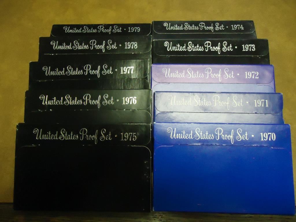 DECADE RUN OF 1970'S US PROOF SETS 1970-1979