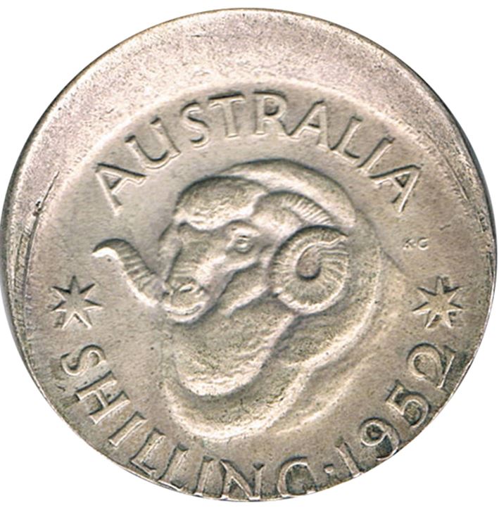1952 Australian KGVI Shilling - Struck Off Centre