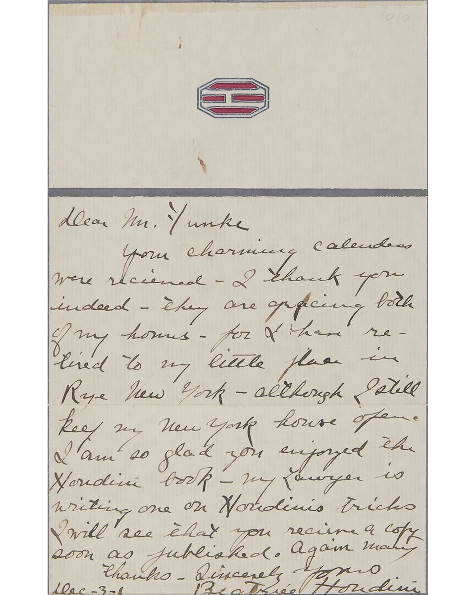 Mrs. Harry Houdini Autograph Letter Signed