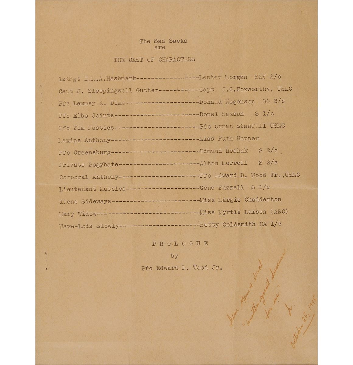 Ed Wood’s Personal Collection