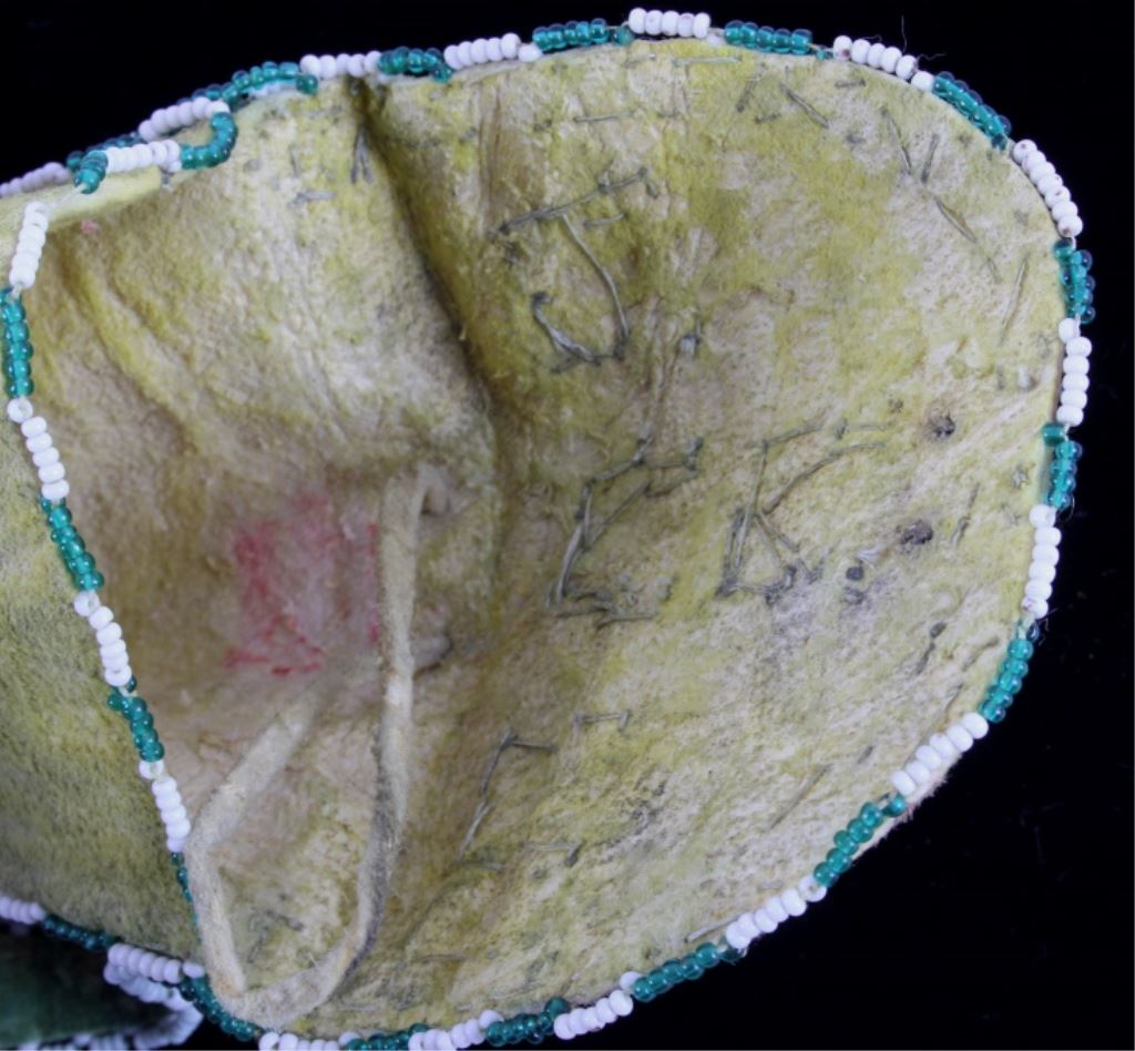 Apache Ocher Dye Beaded Pipe Bag circa 1930-1940 T