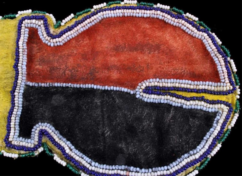 Apache Ocher Dye Beaded Pipe Bag circa 1930-1940 T