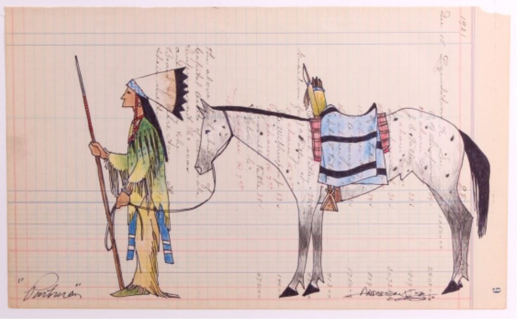 Anderson Kee Original Native American Ledger Art T