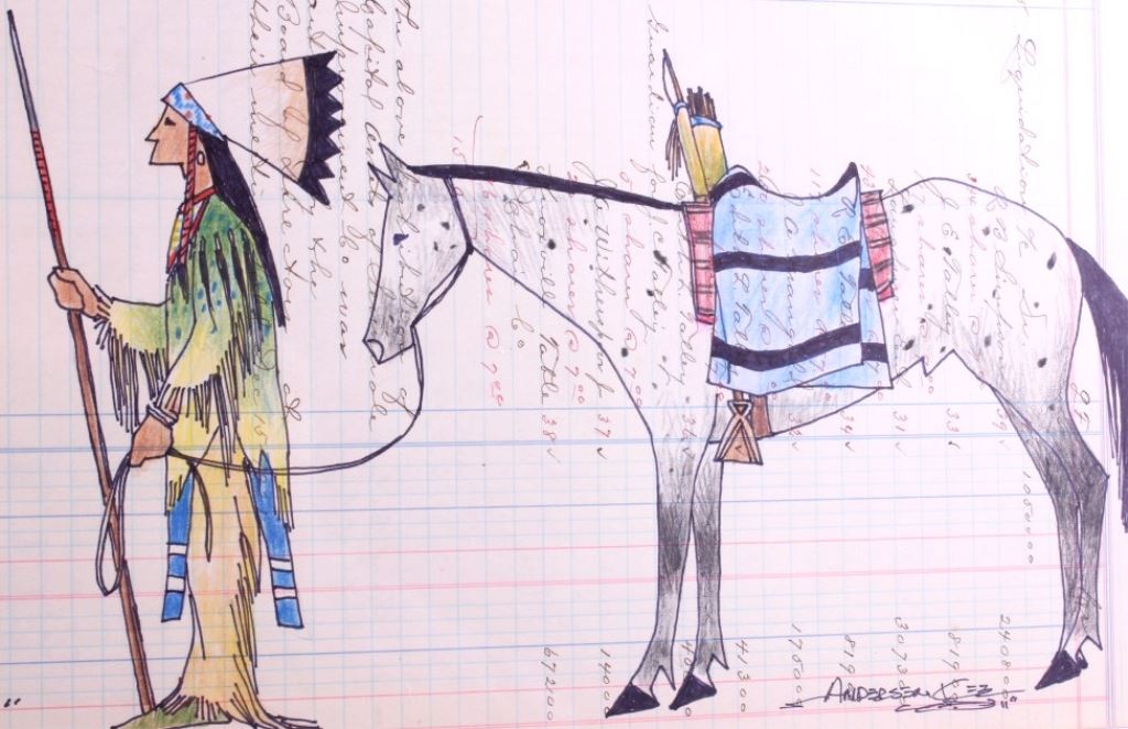 Anderson Kee Original Native American Ledger Art T