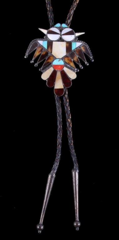 Zuni Inlaid Tortoise Shell Bolo Tie by Bobby Shack