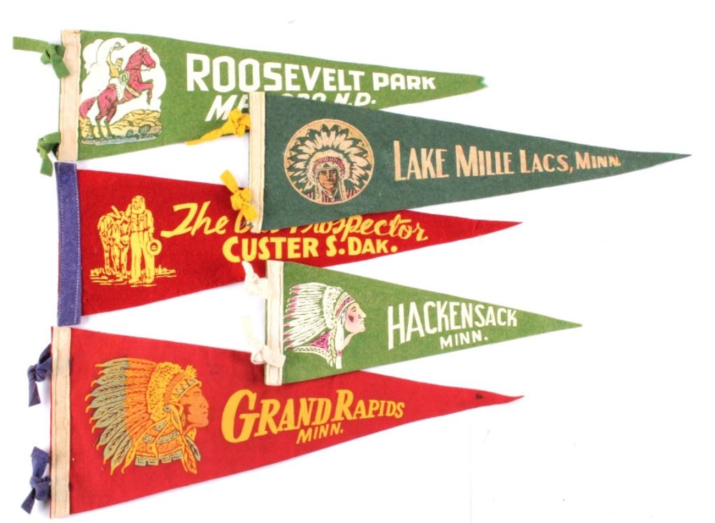 Indian Chief Head & Old West Pennant Collection 5
