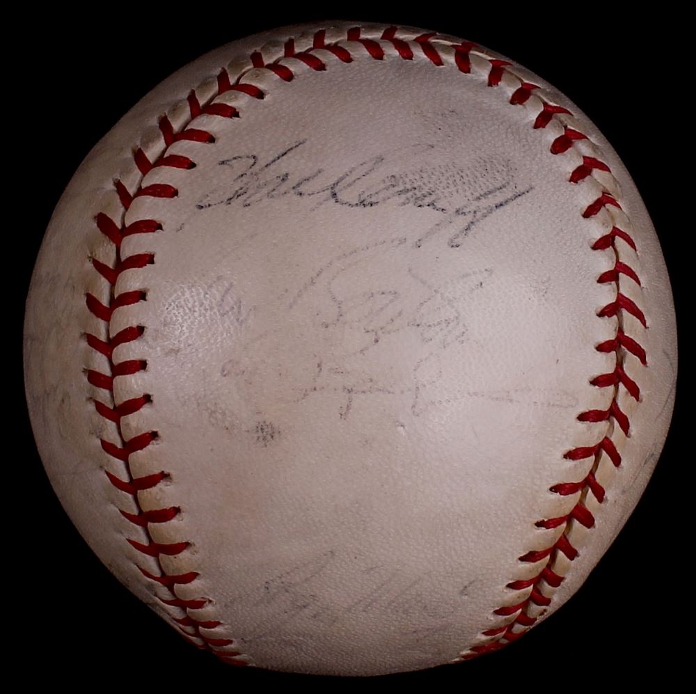 1963 Yankees Team-Signed Baseball by (23) with Yogi Berra, Tom Tresh ...