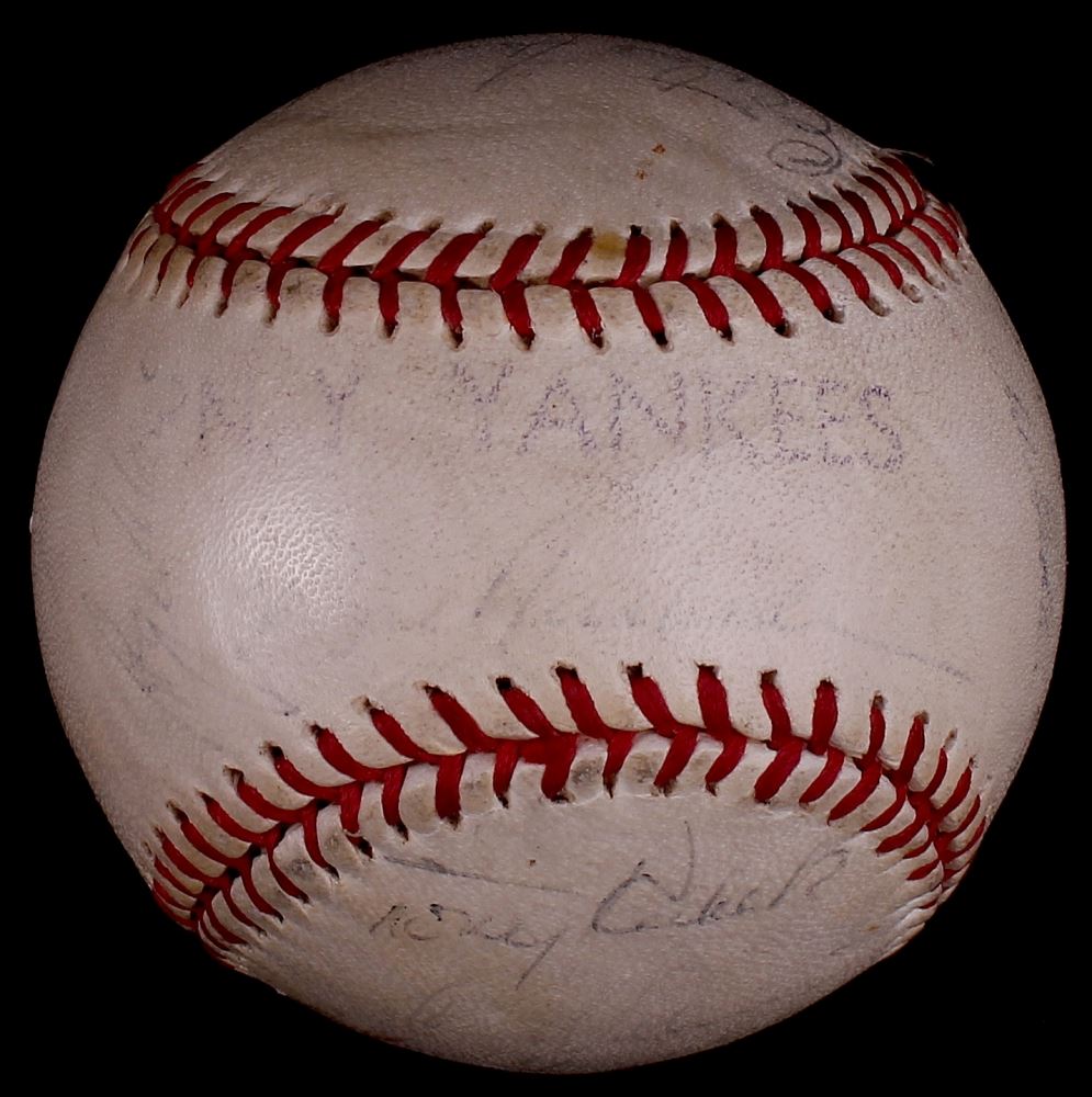 1963 Yankees Team-Signed Baseball by (23) with Yogi Berra, Tom Tresh ...