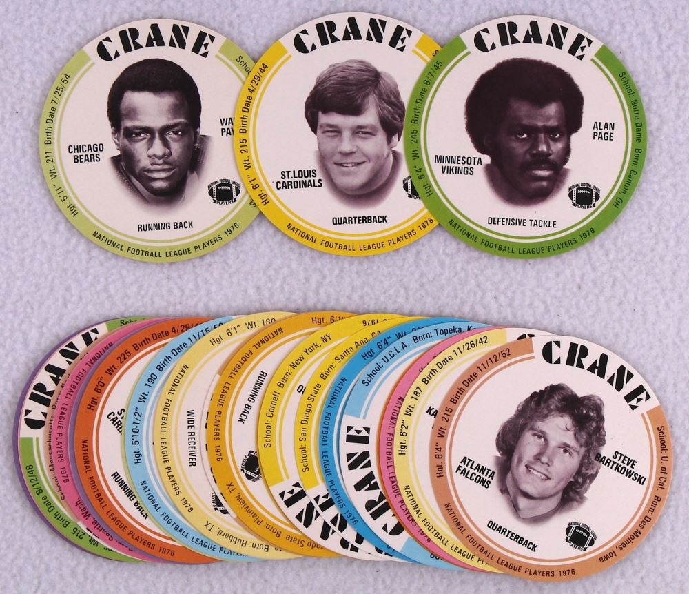 Complete Set of (30) Vintage 1976 Crane Football Discs
