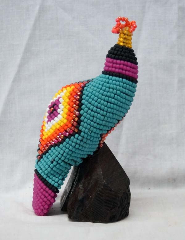 Hand Beaded Quail Figurine by Kathy Kills Thunder