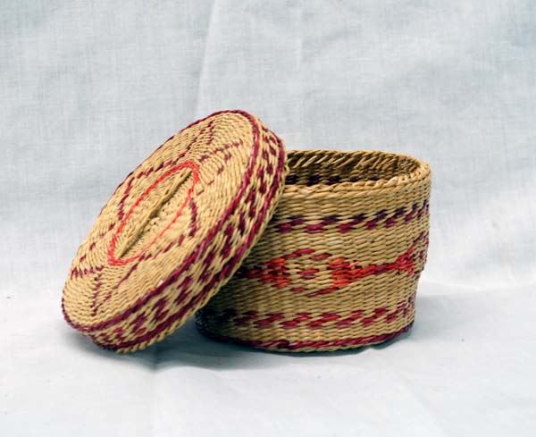 Ethnic Tightly Woven Ethnic Tri-colored Basket