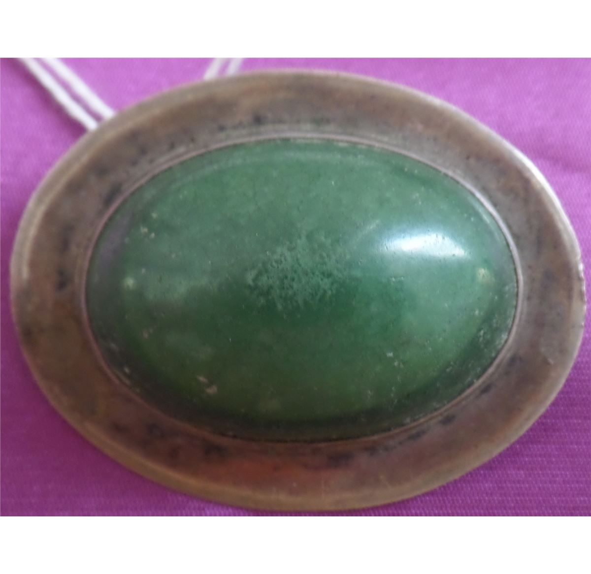 Mexican Silver & Green Stone Pin