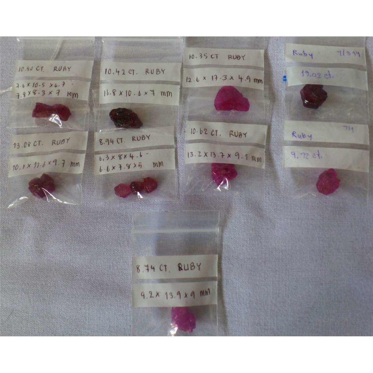 Collection of 12 Authentic rubies.