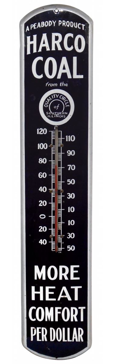 Coal thermometer, Harco Coal, a Peabody Product, porcelain, VG/Exc cond ...
