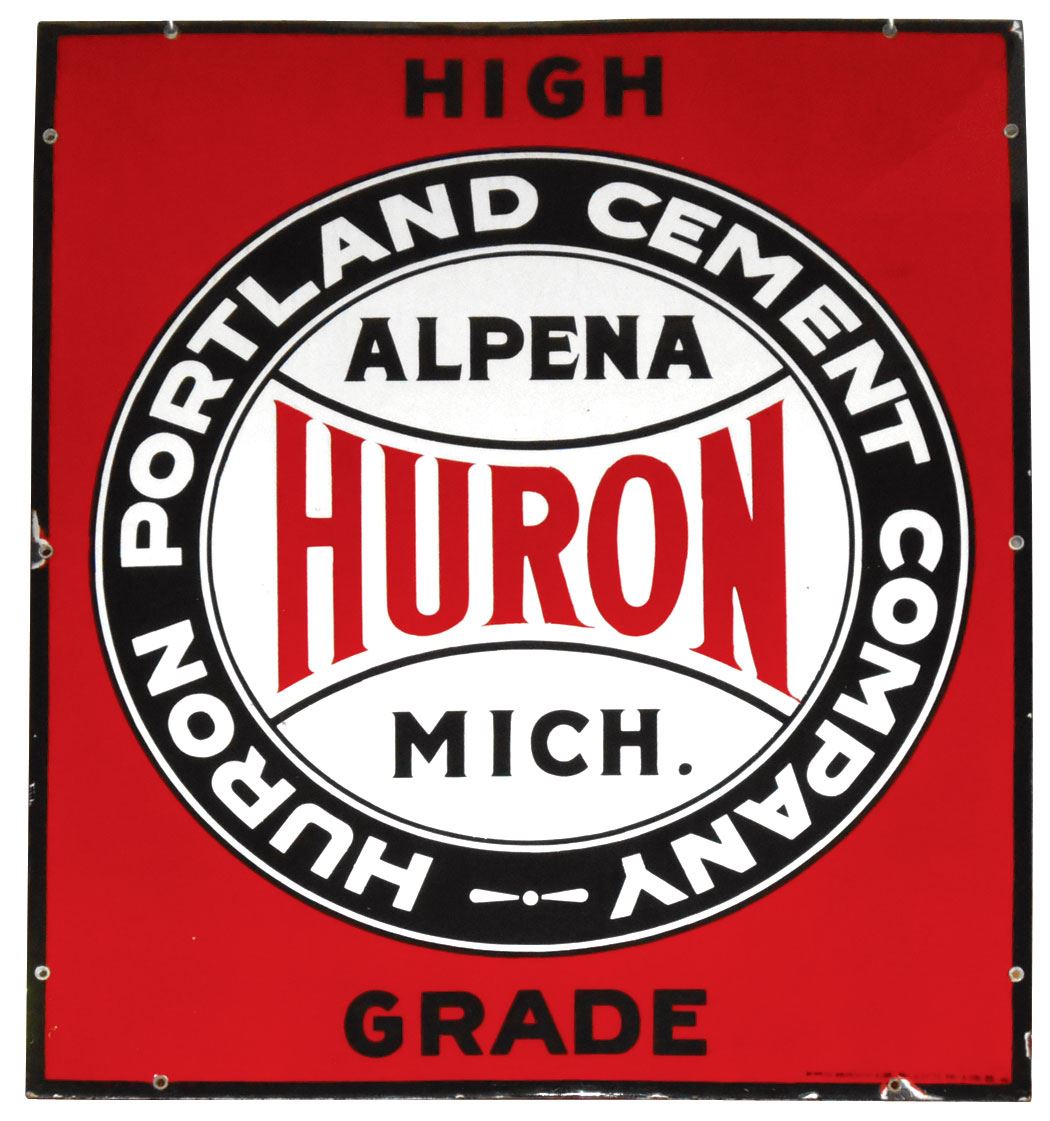 Cement sign, Portland Huron Cement, Co.-Alpena, MI, by Burdick Sign Co ...
