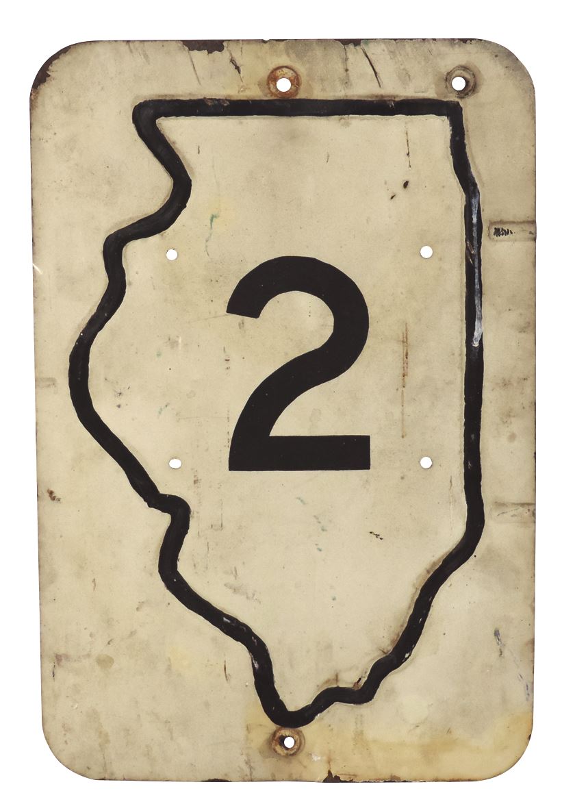 Automobilia, highway signs (3), Illinois 2, stamped steel, Illinois 173 ...