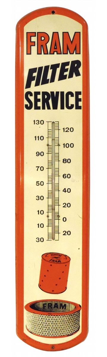 Petroliana, thermometer, Fram Filter Service, metal, VG/Exc cond, 39"H ...