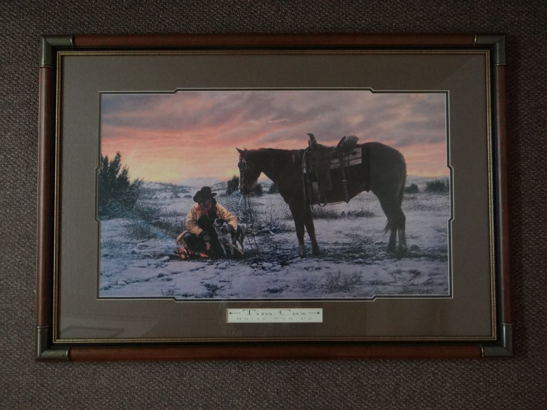 Cox, Tim Hurry Sun Up, signed print, 18" x 32", framed