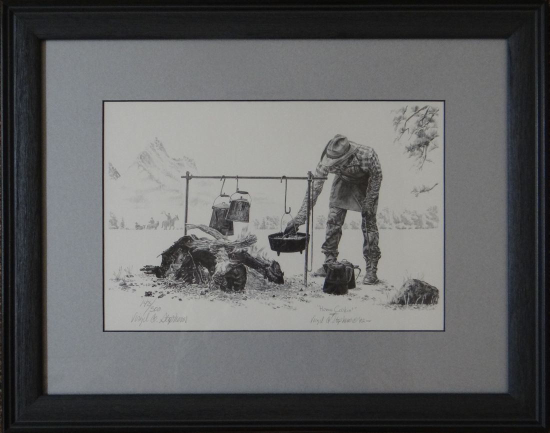 Stephens, Virgil C. Home Cookin', signed print 143/300, 14"x9", framed