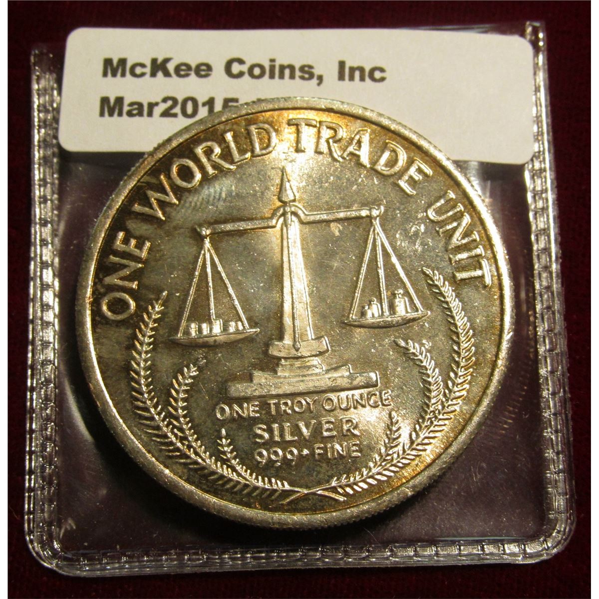 643. 1983 "World Trade" "One World Trade Unit/One Troy Ounce/Silver/999 ...