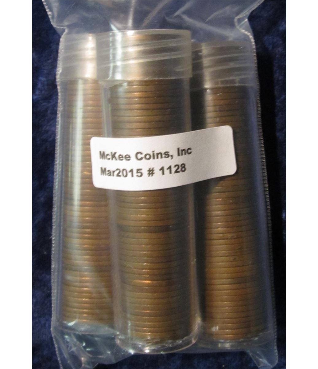 1128. 1944 P, D, & S Solid date rolls of Circulated Shell-case Copper ...