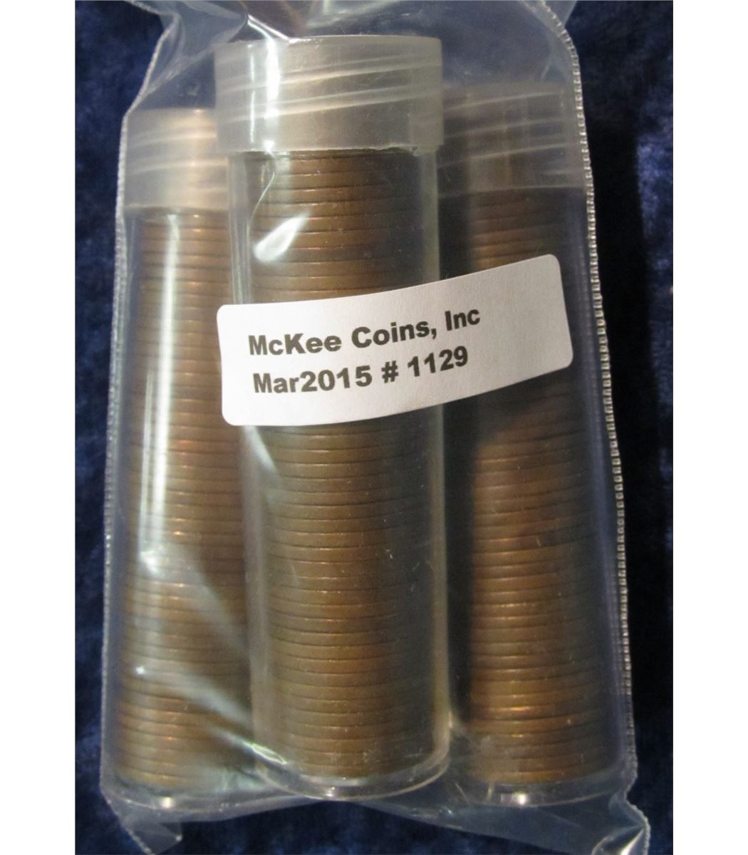 1129. 1944 P, D, & S Solid date rolls of Circulated Shell-case Copper ...