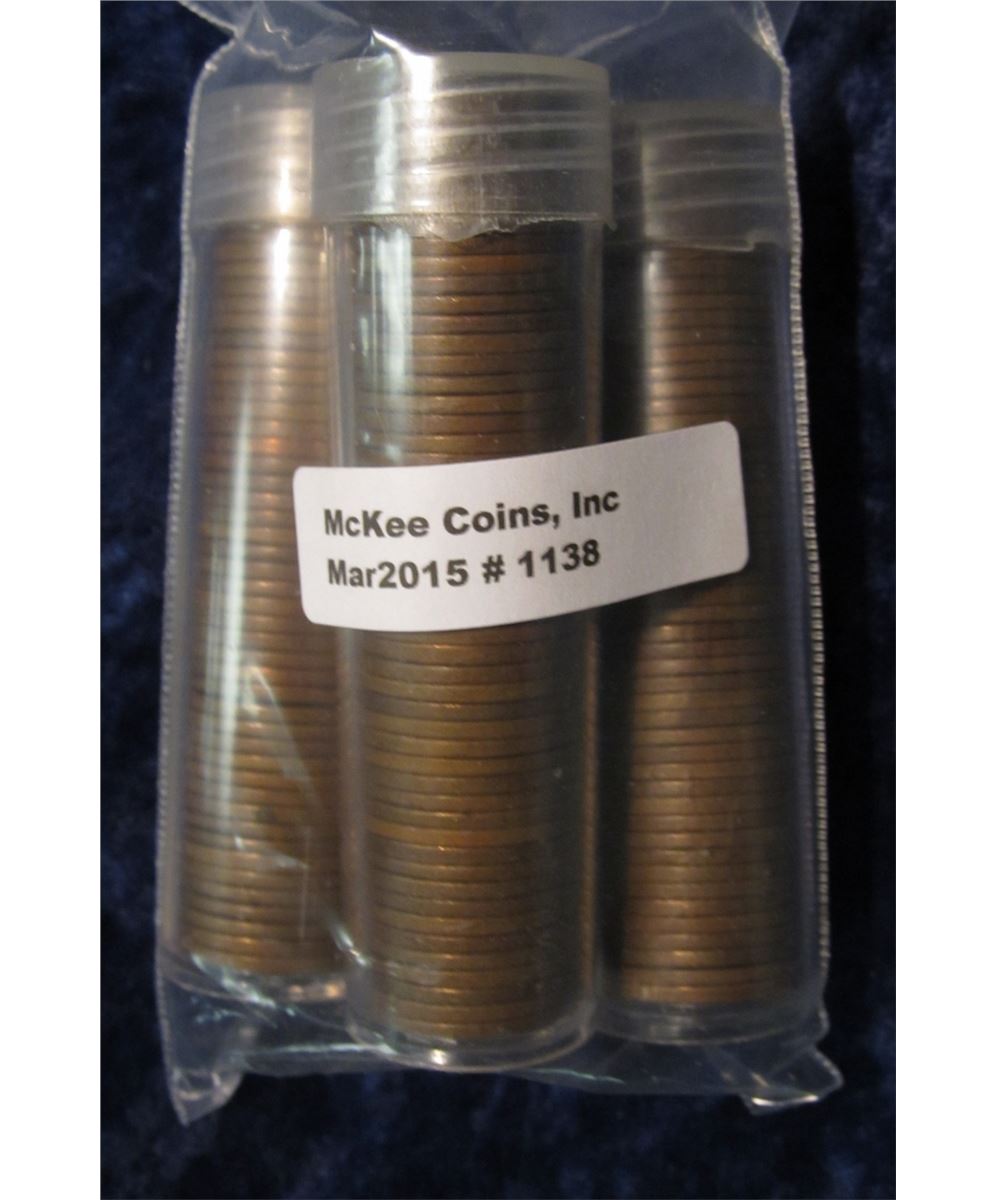 1138. 1946 P, D, & S Solid date rolls of Circulated Shell-case Copper ...
