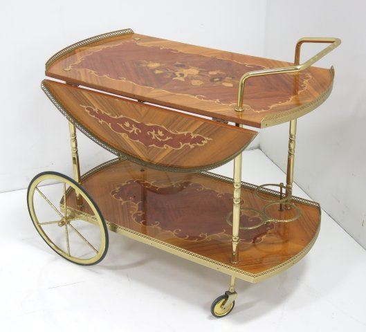 Italian inlaid drop leaf tea cart