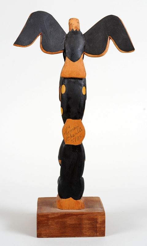 Simon Charlie Totem Carved with Eagle, Whale and Bear 16" H. 5" W. Good ...