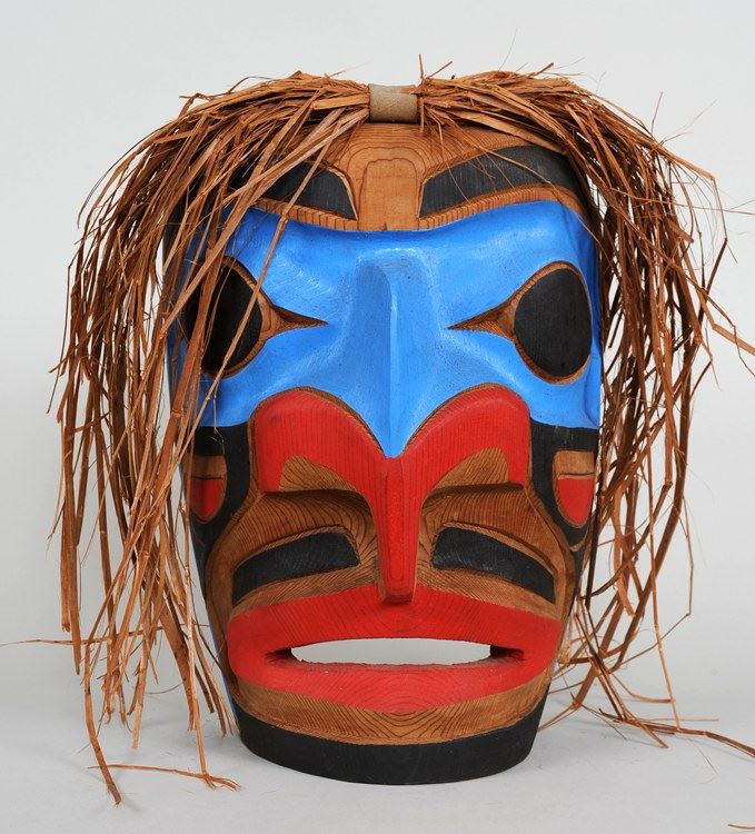 Coast Salish Hawkman Mask Carved by Darren Yelton 16" H. 11" W. Good ...