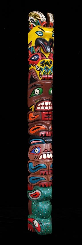 Nuu-chah-nulth Totem Carved with Multiple Figures Attributed To the ...