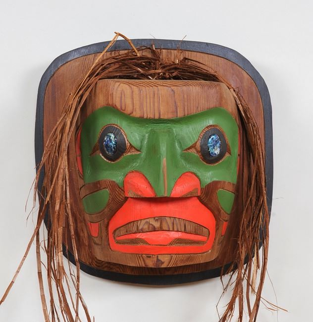 Coast Salish Moon Mask with Cedar Bark Hair Carved by Darren Yelton 14 ...