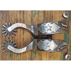 Texas style silver overlaid spurs