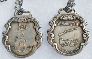 Colt and Winchester watch fobs