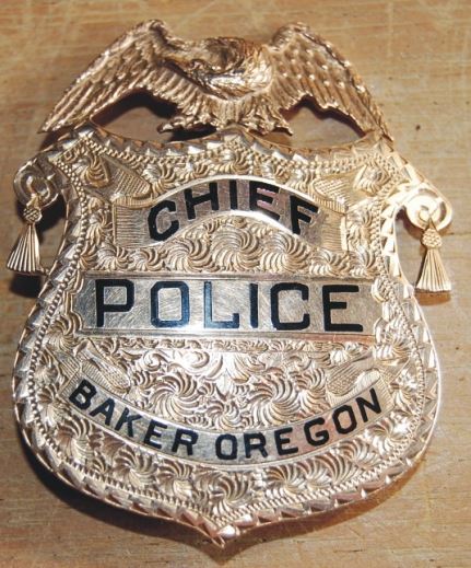 18K gold engraved Baker, OR Chief of Police badge, circa 1924