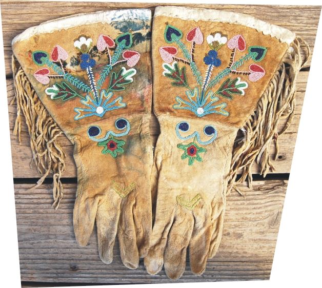 large early Woodland's Indian beaded gauntlets